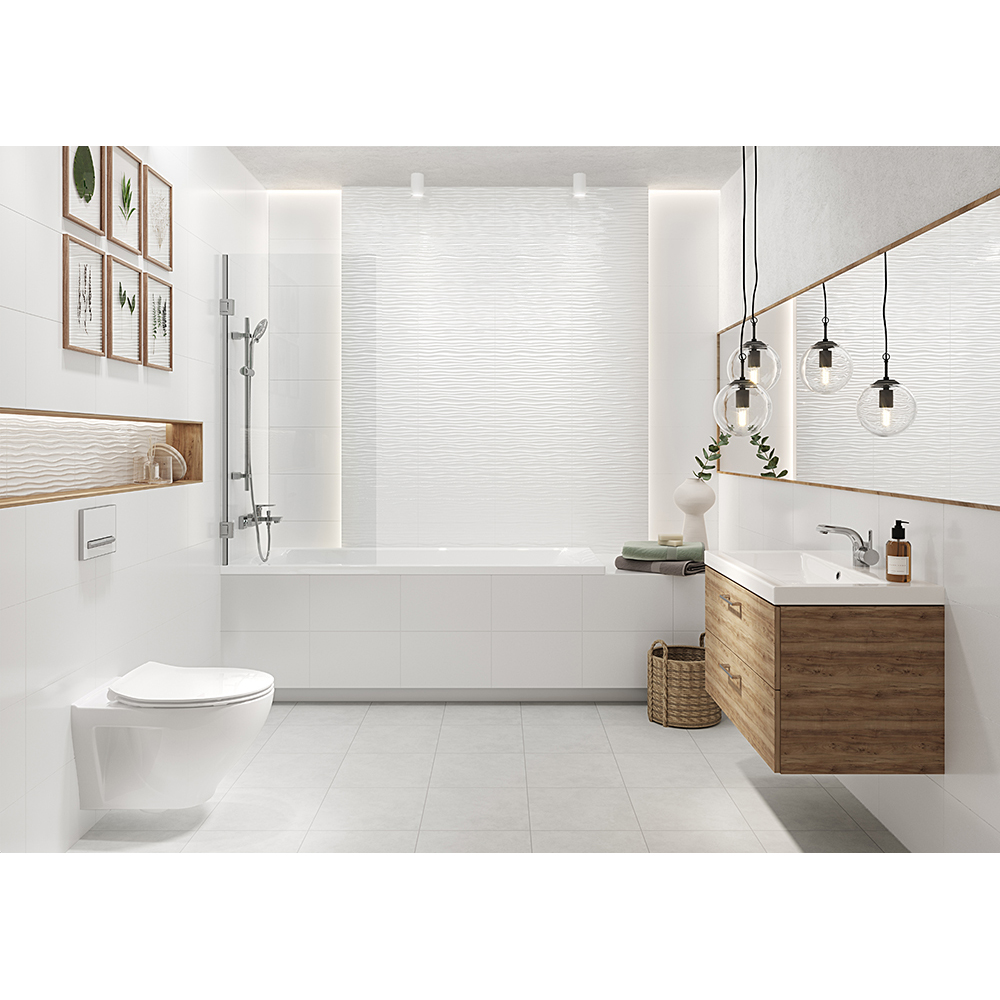 OBKLAD FROSTY WHITE ORGANIC STRUCTURE GLOSSY 25X40 | NX00358